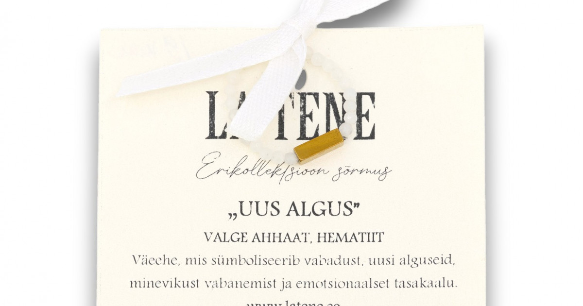 La Tene erikollektsioon sõrmus "UUS ALGUS" – Valge Ahhaat ja Hematiit